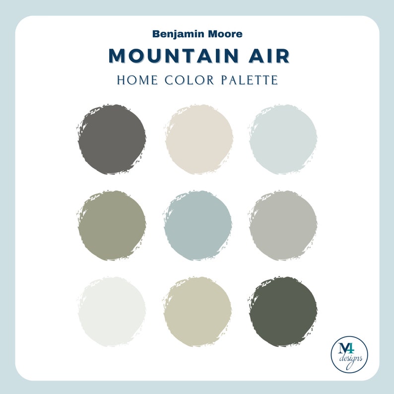 Mountain Air Color Palette for Home Interior Paint Palette for Benjamin ...