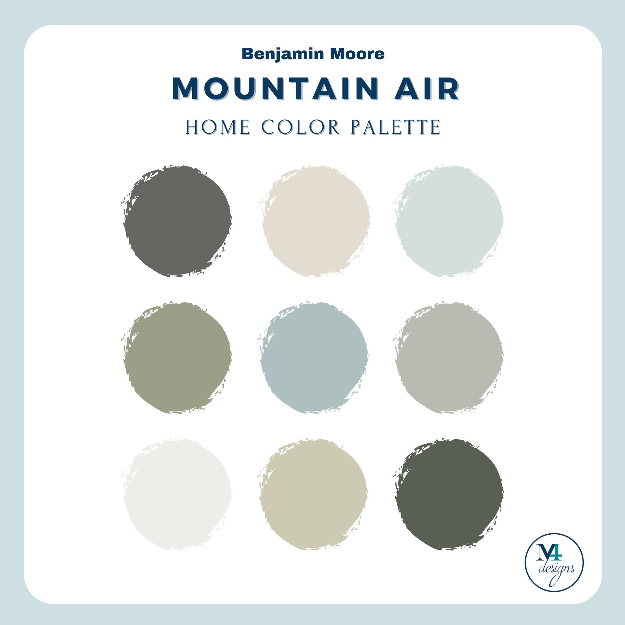 Mountain Air Color Palette for Home Interior Paint Palette for Benjamin ...