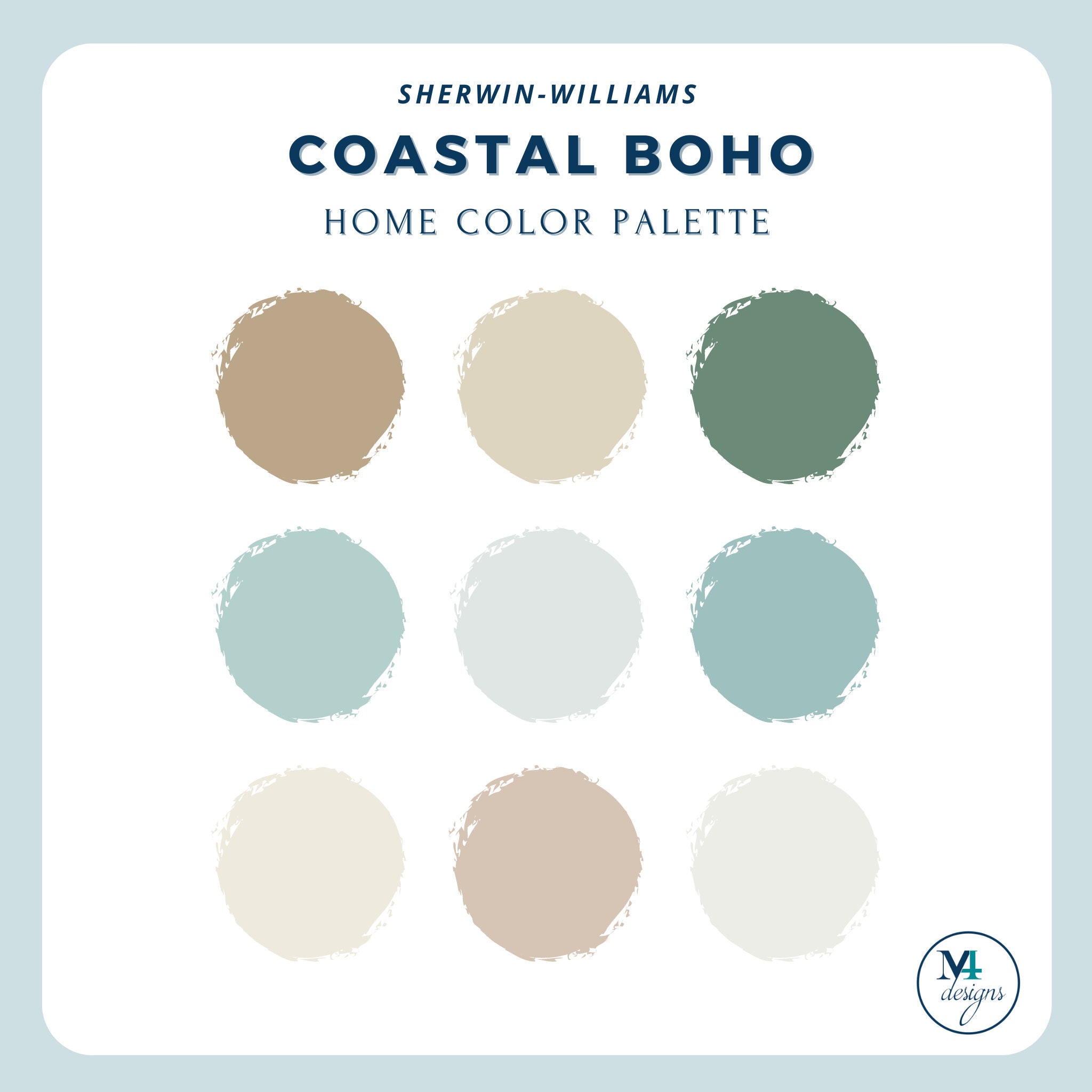 Coastal Boho Paint Palette: 9 Sherwin Williams Colors (digital Download ...