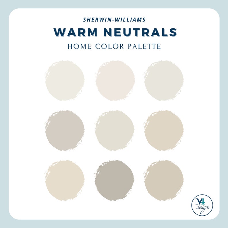 Warm Neutral Paint Colors: Sherwin Williams Home Paint Palette - Etsy