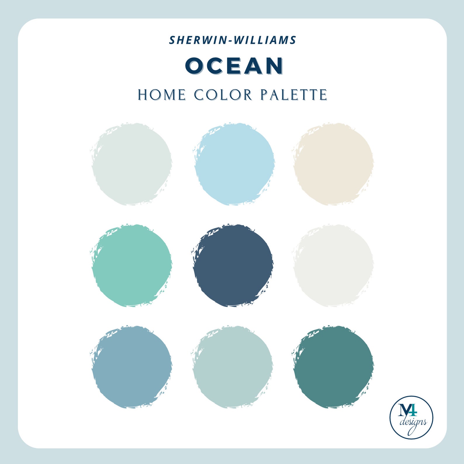 Ocean Color Palette for Home Interior Paint Palette for Sherwin ...