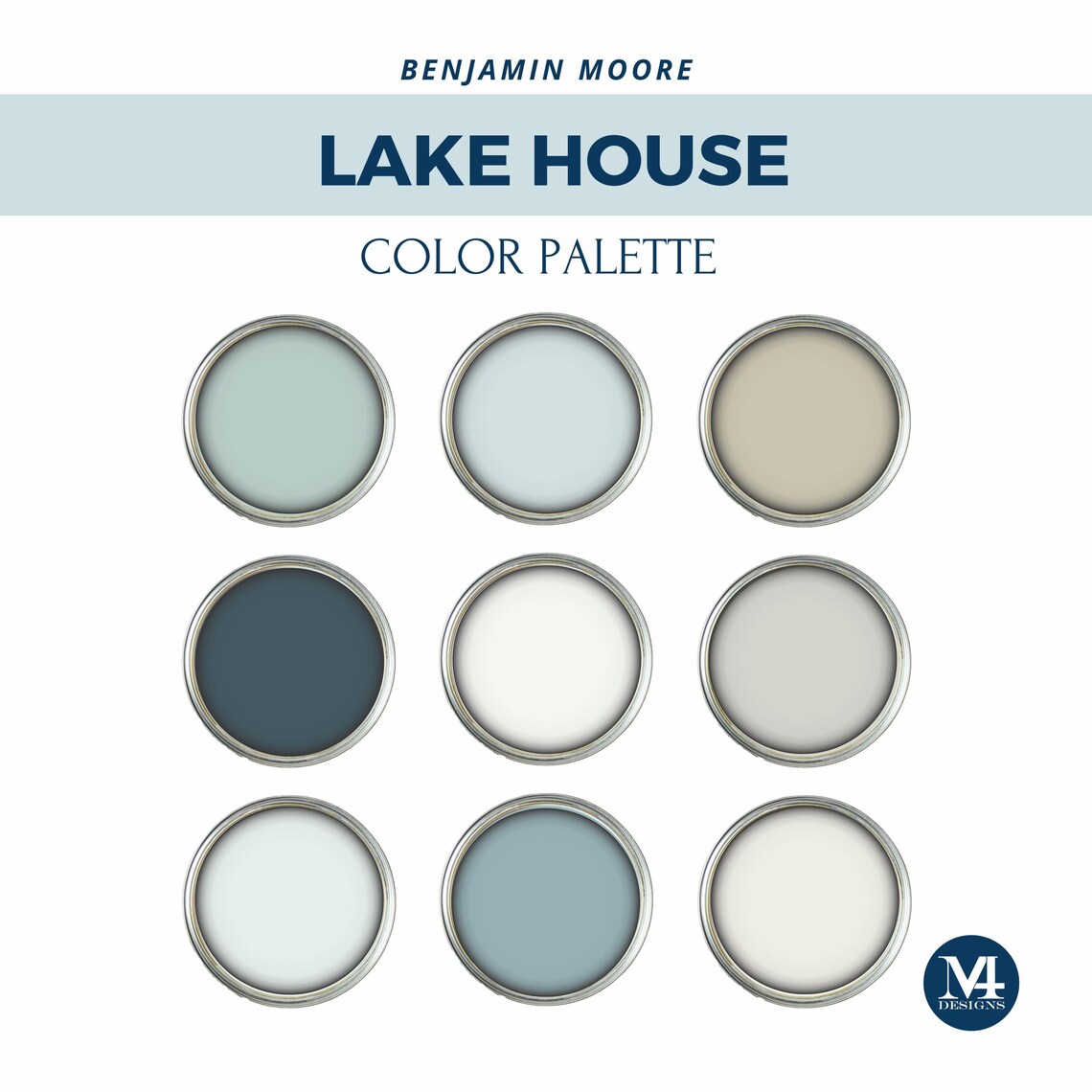 Lake House Color Palette: Coastal Benjamin Moore Paint Colors (digital ...