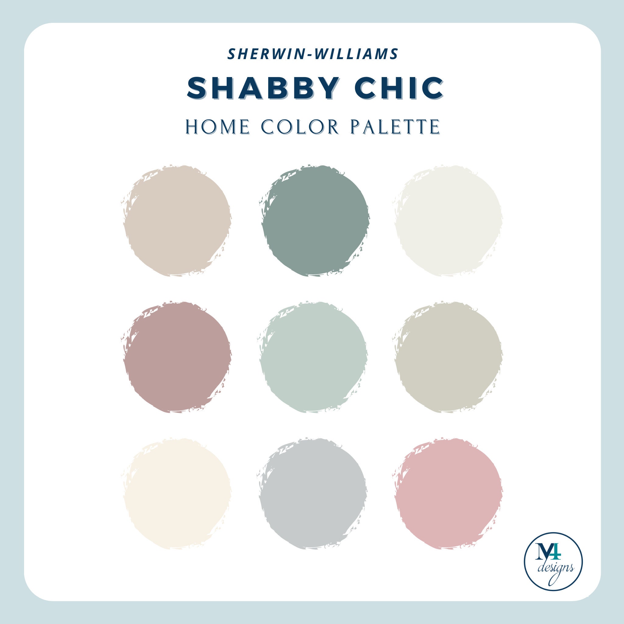 Shabby Chic Color Palette for Home Interior Paint Palette for Sherwin ...