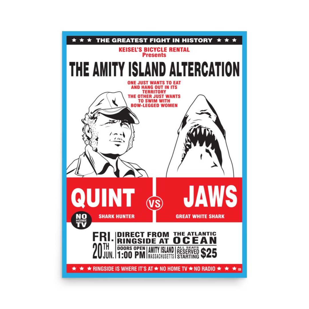 JAWS Parody Fight Poster (quint Variant)- Retro Movie Art Print - Etsy