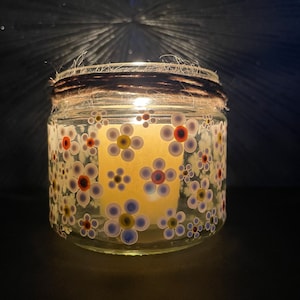 Hand Painted, Mandala Dotted Daisies, Upcycled Round Jars Topped With ...