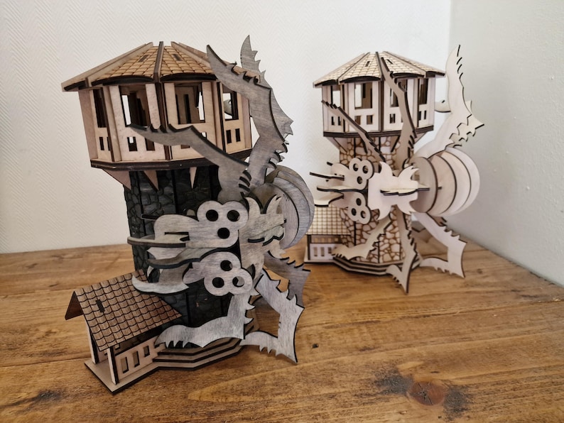 Laser Cut Dice Tower Blueprint - Spider Watch Tower for Tabletop Games ...