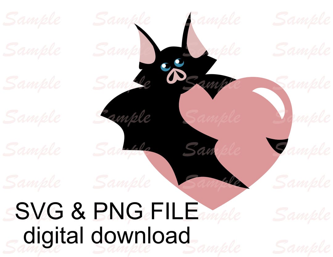 Bat Hugging a Heart, PNG & SVG Digital Download for Cricut and ...