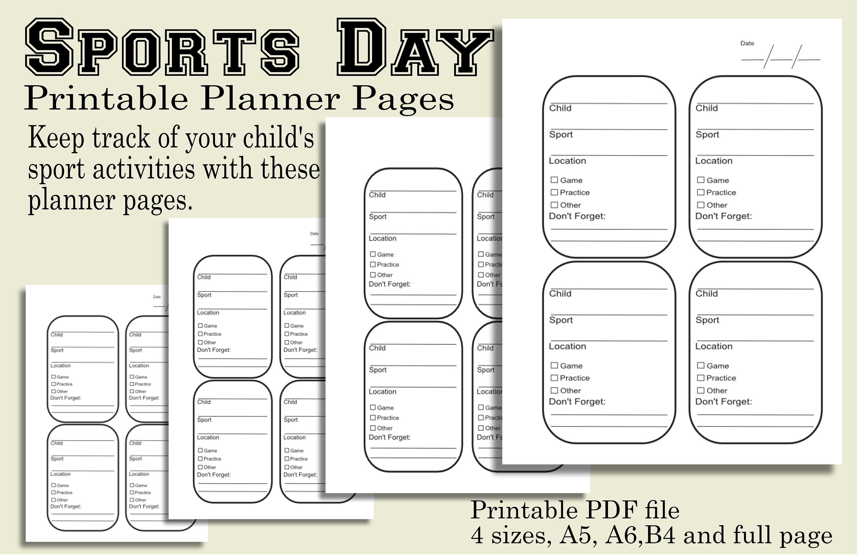 Sports Day Printable Planner Pages Digital Download - Etsy