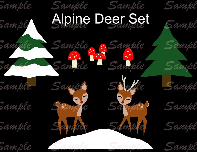 Alpine Deer Set SVG - Etsy