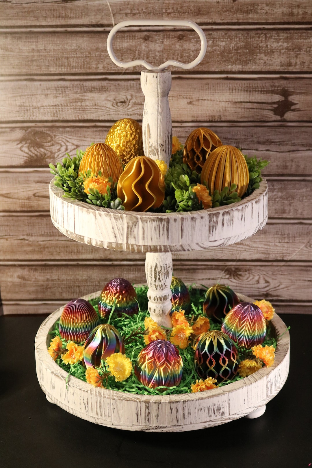 Unique 3D Printed Easter Eggs in Gold or Rainbow Silk PLA - Choose 6 - Etsy