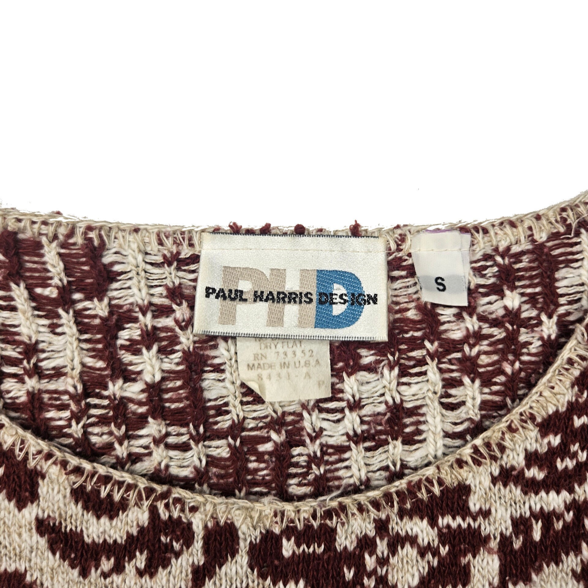 90's Paul Harris Design Long Knit Sweater / Burgundy and Creme Floral ...