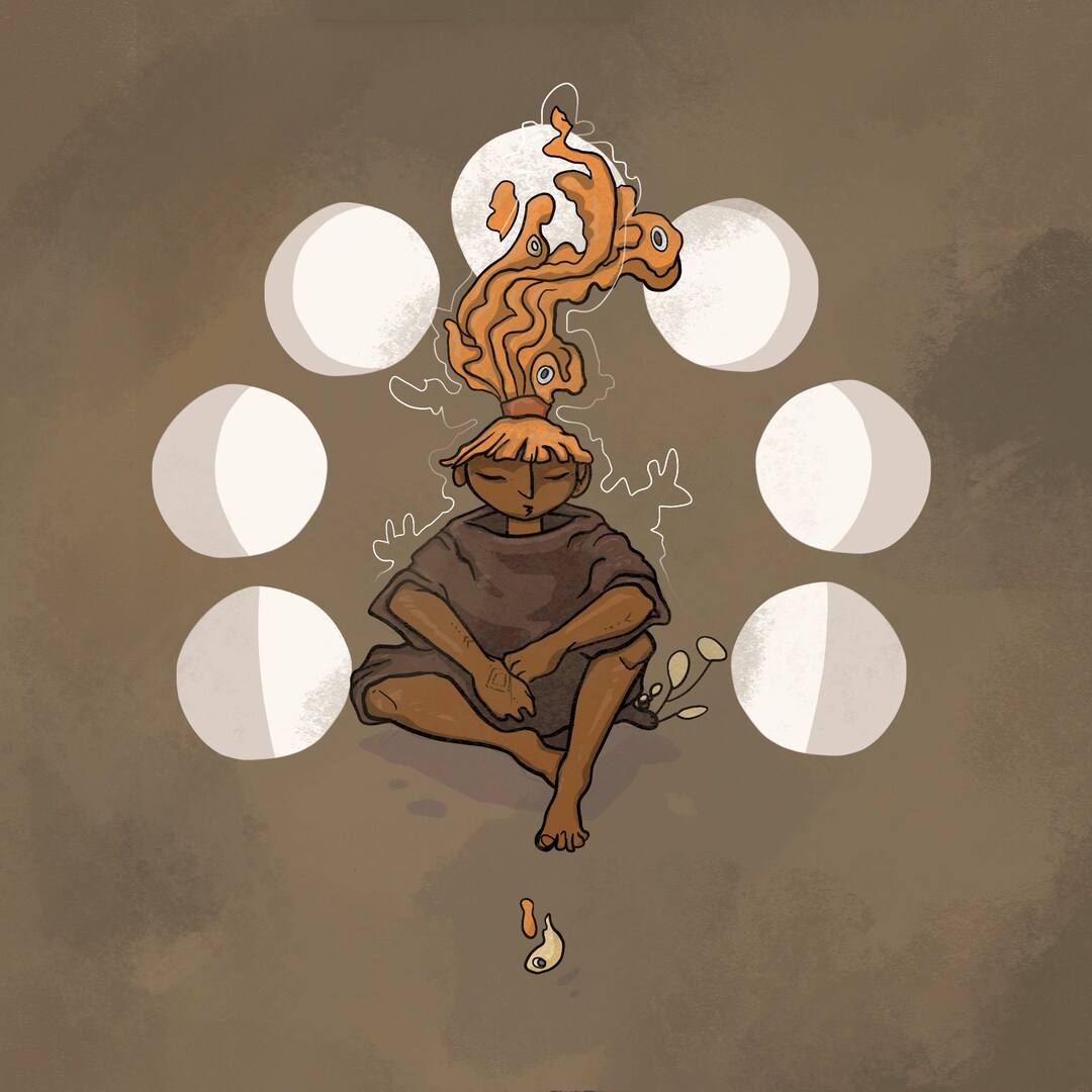 Print: Meditation Moon Phases - With Gold or Silver Leaf - Etsy