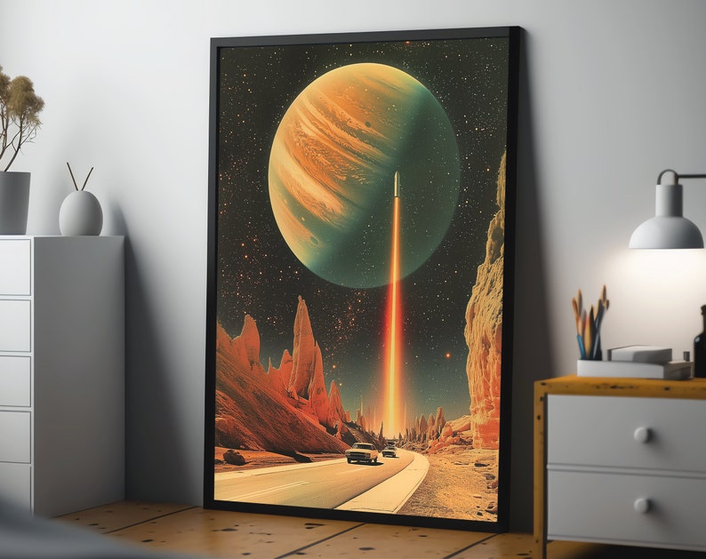 Planet Road Trip Poster, Space Vintage Collage Art, Surreal Art, Cosmic Design, Space Adventure ...