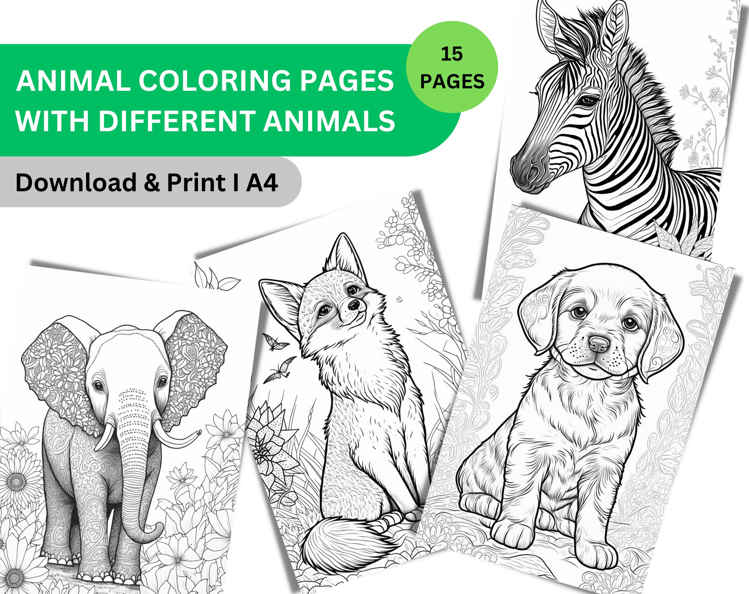 Sweet Adorable Animal Printables Coloring Pages Printable - Etsy