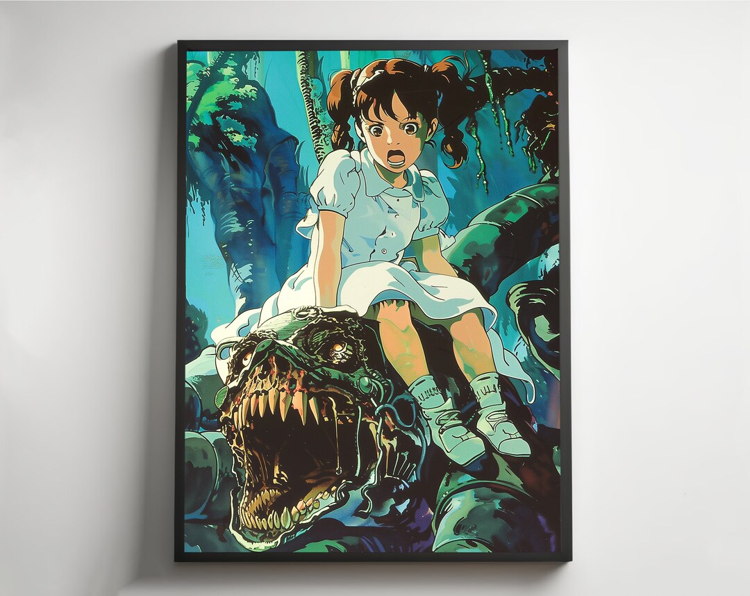 Anime Girl With Jungle Monster Artwork, Hayao Miyazaki Japanese Artwork ...
