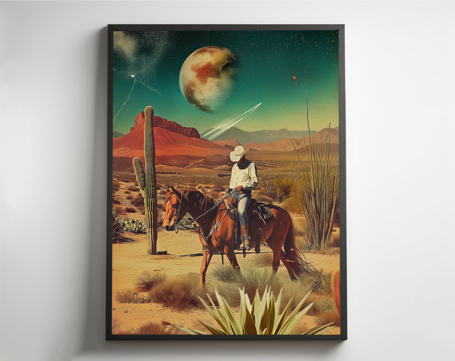 Space Cowboy Poster, Cosmic Art, Retro Futuristic Art, Sci-fi Collage ...