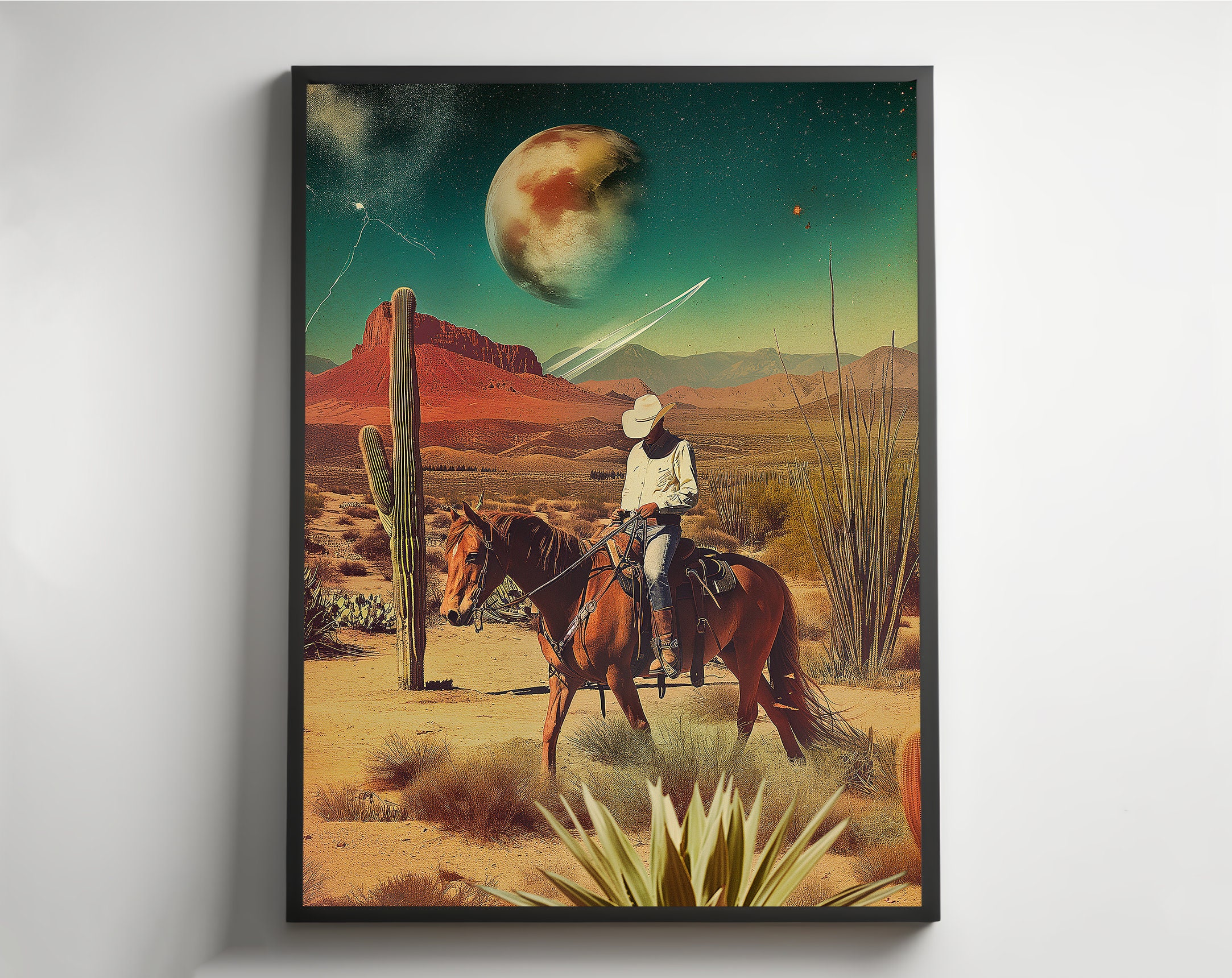 Space Cowboy Poster, Cosmic Art, Retro Futuristic Art, Sci-fi Collage ...
