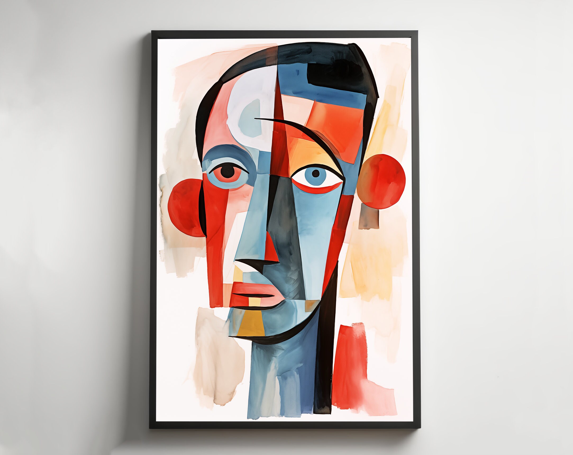 Pablo Picasso Abstract Face Art Print Aquarell Painting, Neutral Tone ...