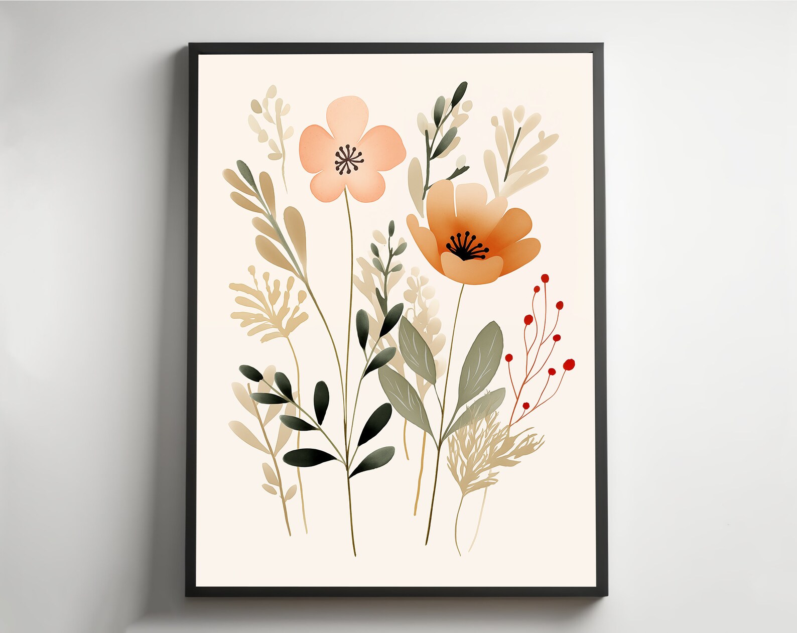 Minimalist Flower Wall Art, Kidsroom Flower Poster, Colorful Floral ...