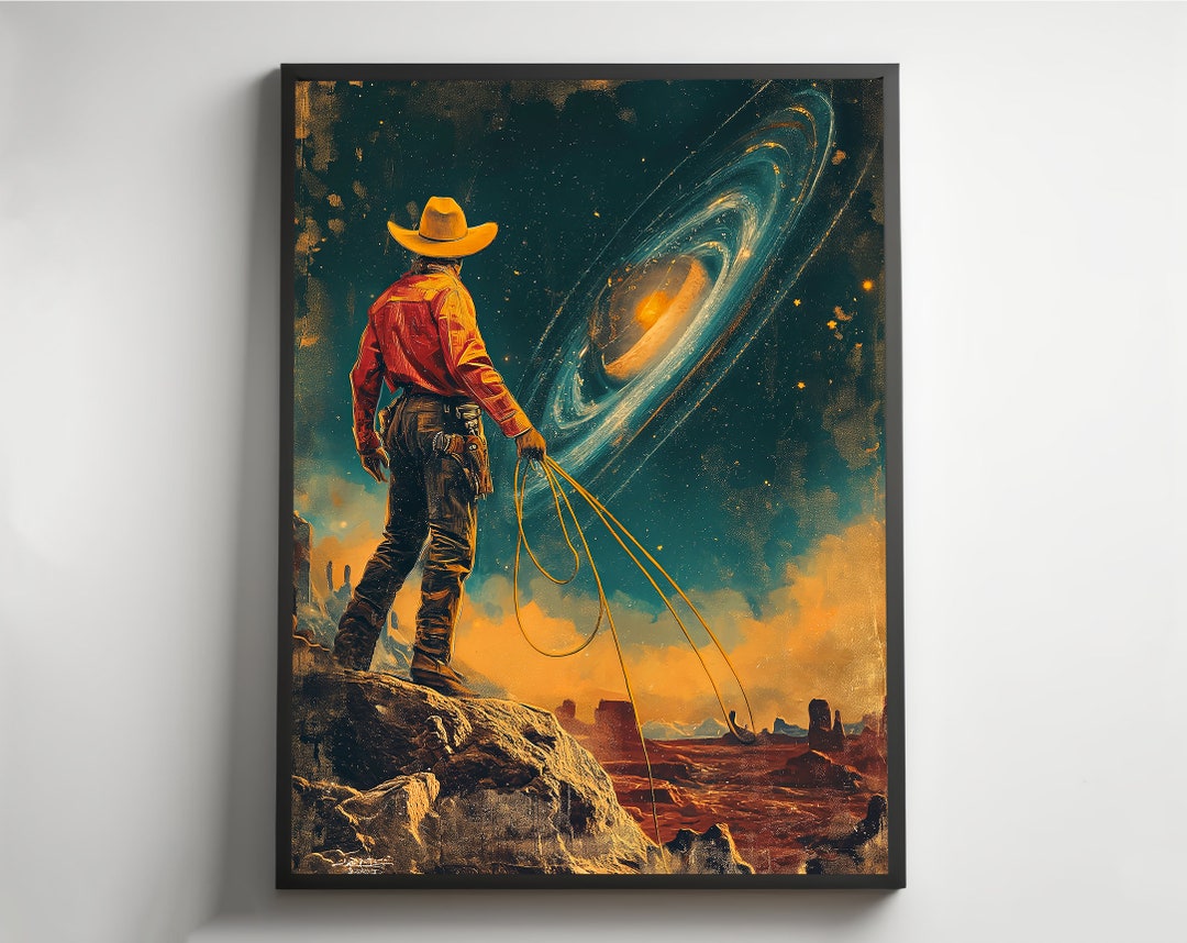 Space Cowboy Poster, Cosmic Art, Retro Futuristic Art, Sci-fi Collage ...