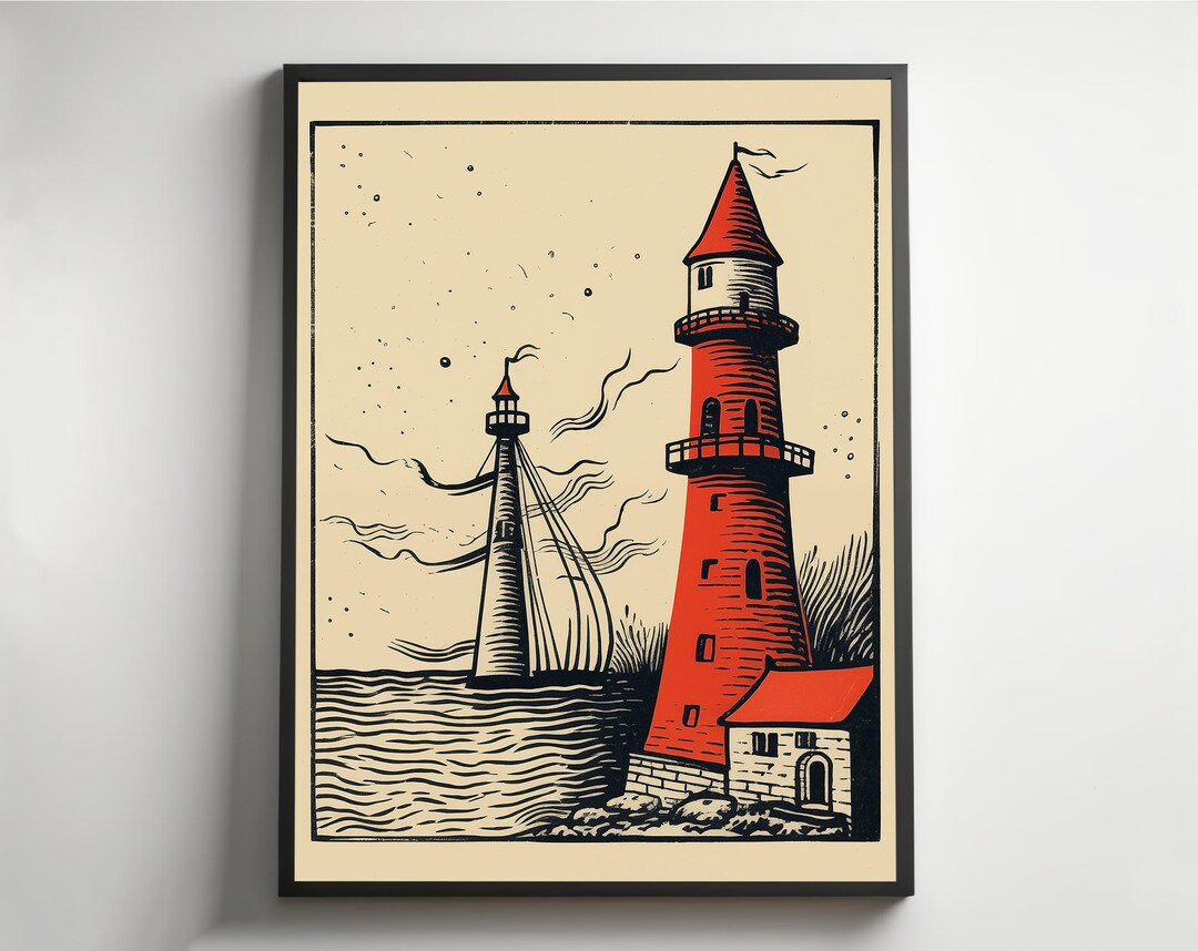 Lighthouse Screen Printing Match Box Poster, Living Room Decor ...