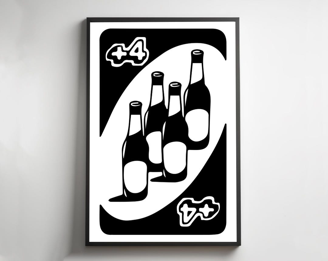 Beer Poster, Plus 4 Uno Card Playing Card Wall Art, Cheers Print ...
