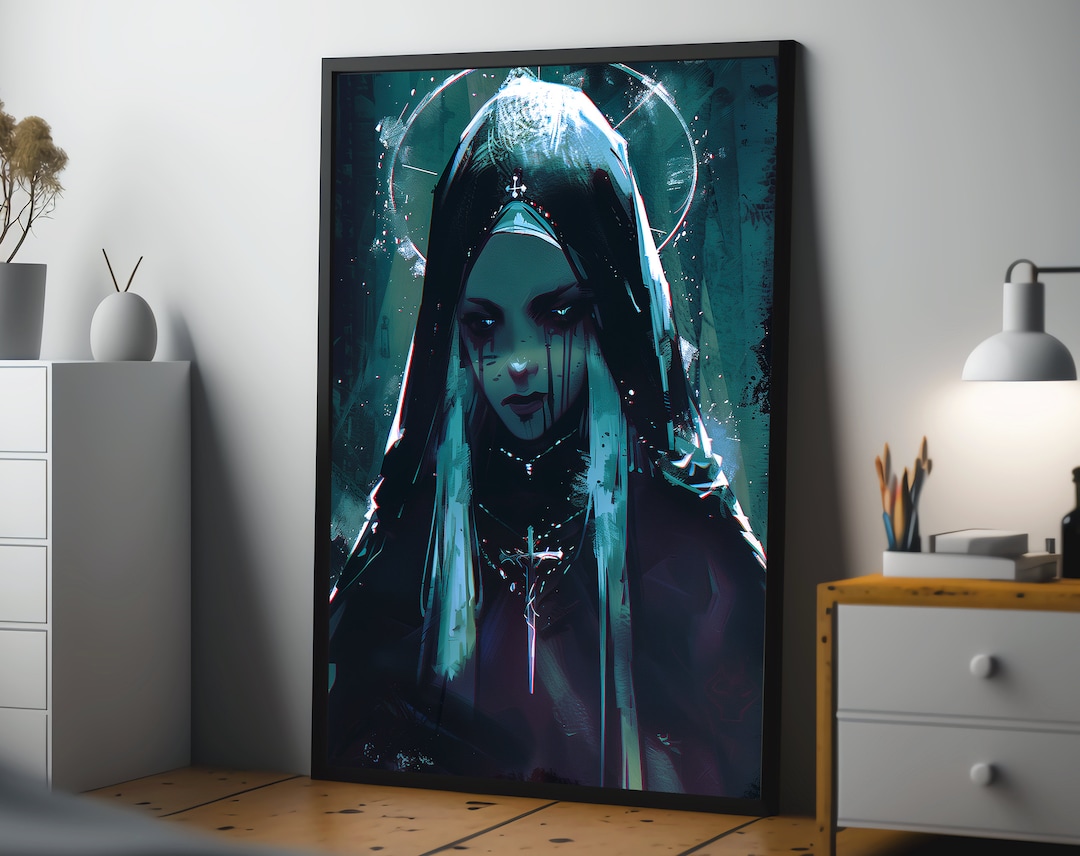 Dark Nun of the Holy Church, Dark Fantasy Art, Demon Nun Satan Poster ...