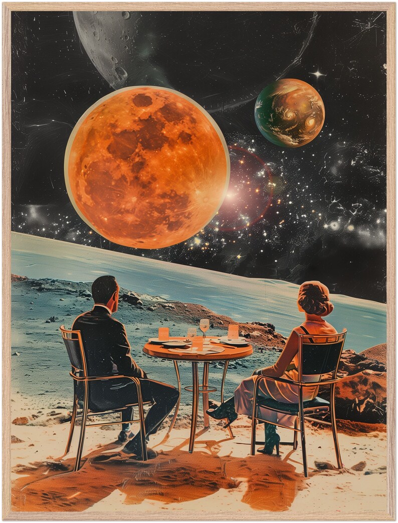 Space Date, Cosmic Art, Retro Futuristic Art, Sci-fi Collage Art, Retro ...