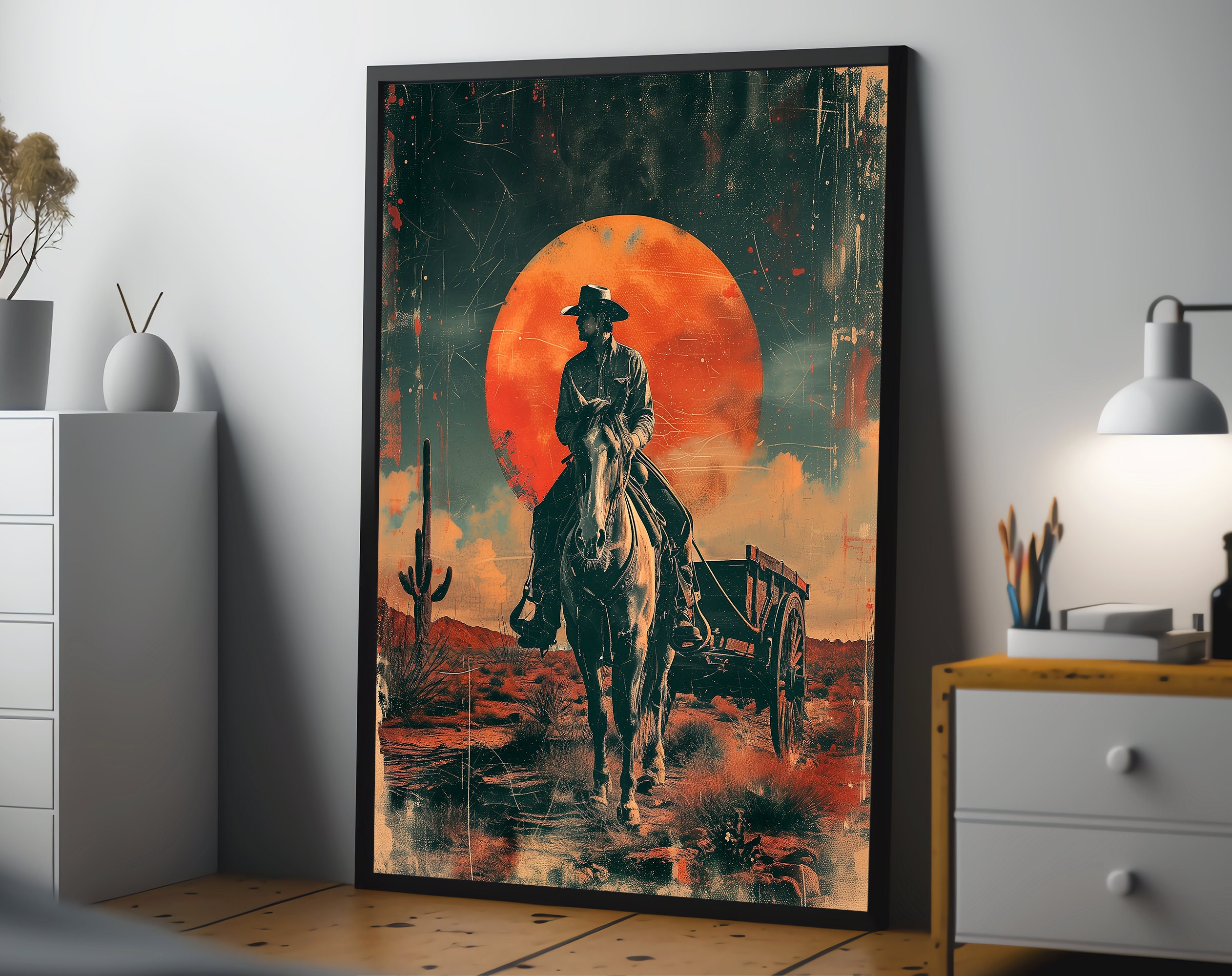 Space Cowboy Poster, Cosmic Art, Retro Futuristic Art, Sci-fi Collage ...