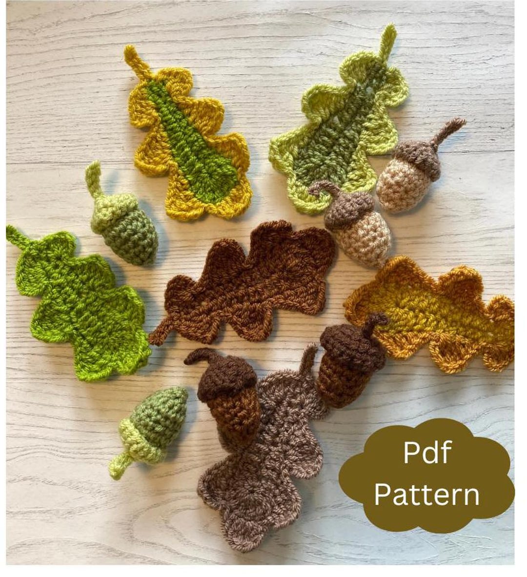 Oak Leaves and Acorns | Crochet PDF Pattern | Autumn Decorations | Oak ...