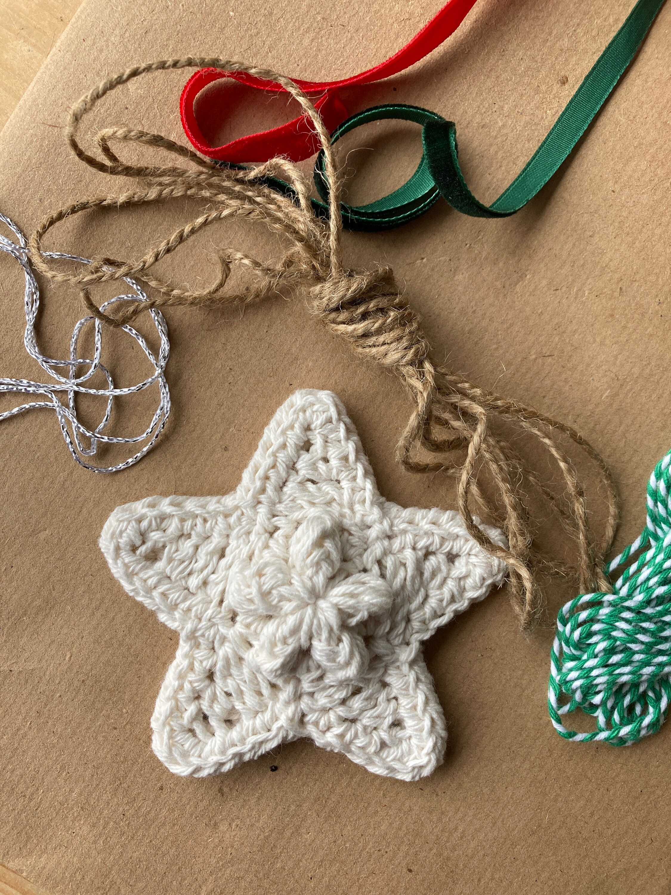 Crochet Star Puff Stars Tree Decorations Natural Cotton - Etsy