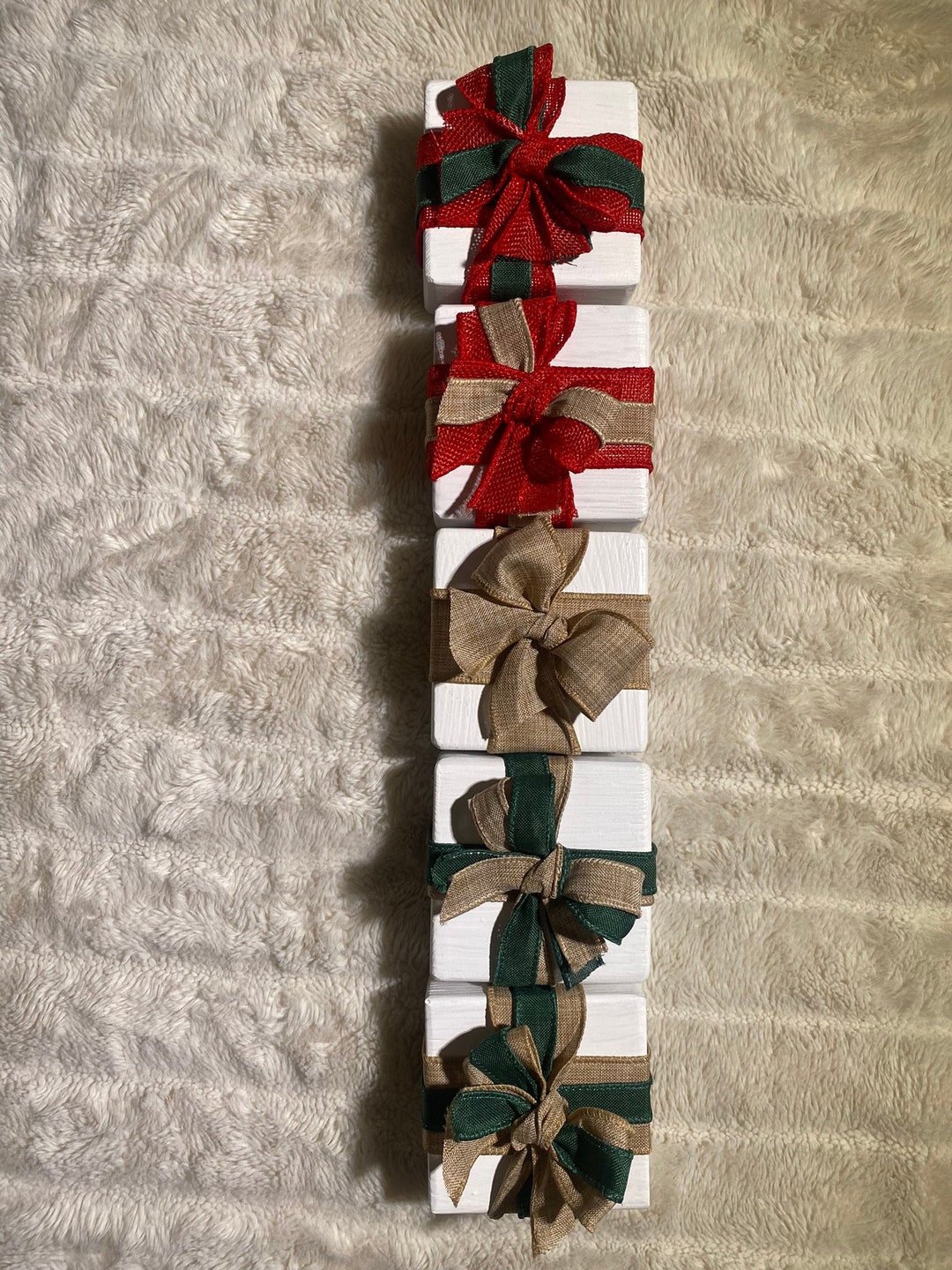 Christmas Present Decor Set Reclaimed Wood Whitewash - Etsy
