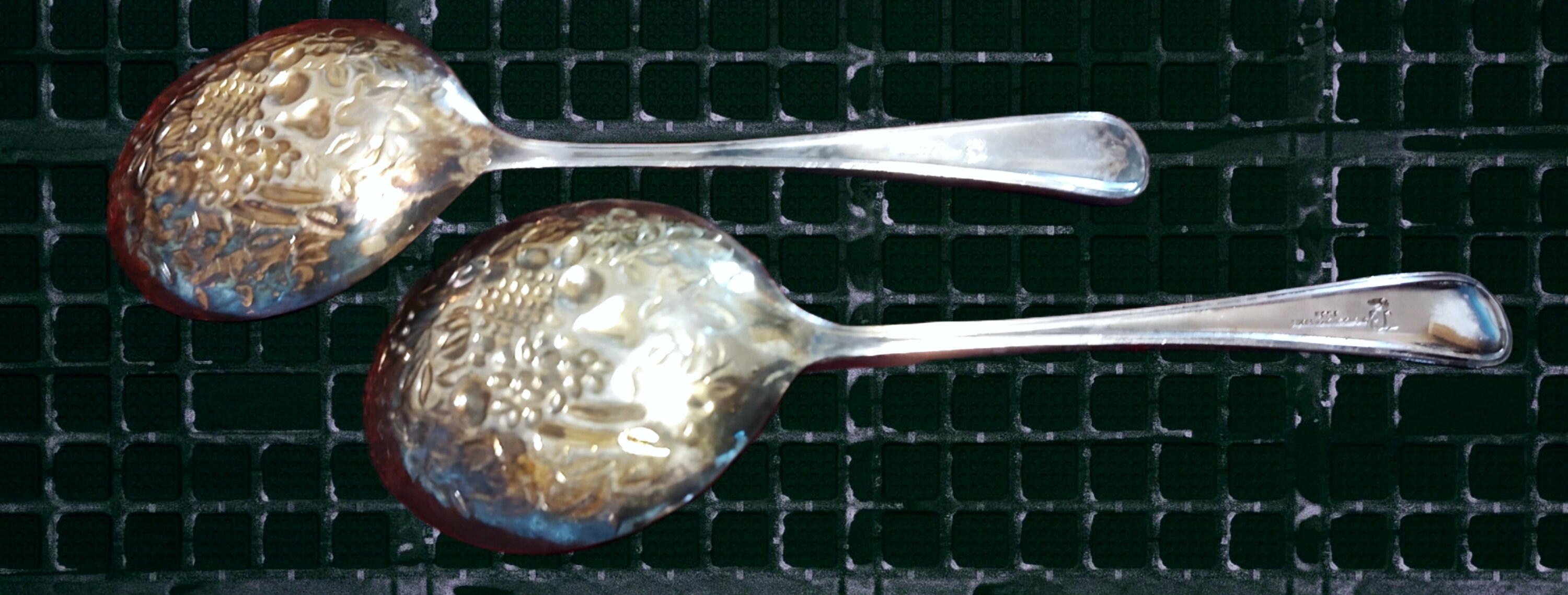 Vintage Sheffield England Pair of Serving Spoons-original Box-24k Gold ...