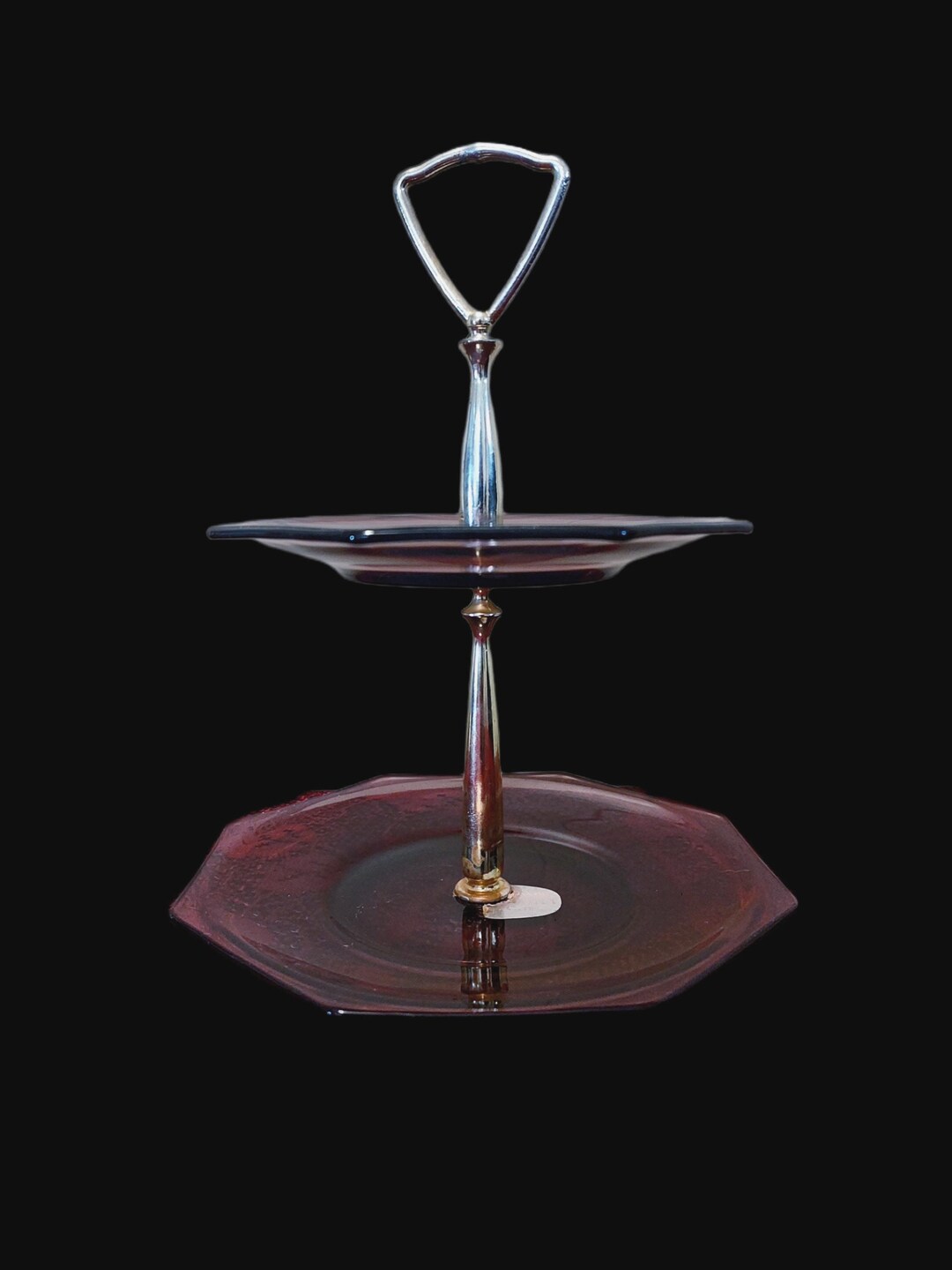 Vintage Two Tier Amethyst Dessert Stand Hazel Atlas Tidbit Tray Purple ...
