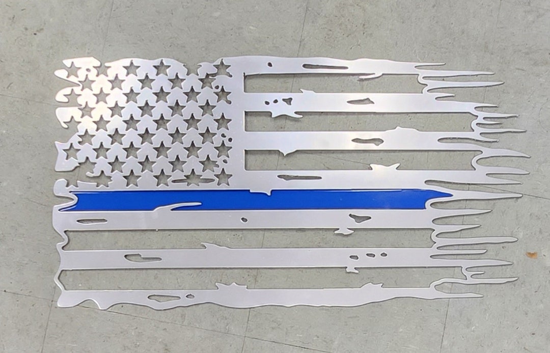 Thin Blue Line Tattered Flag - Etsy