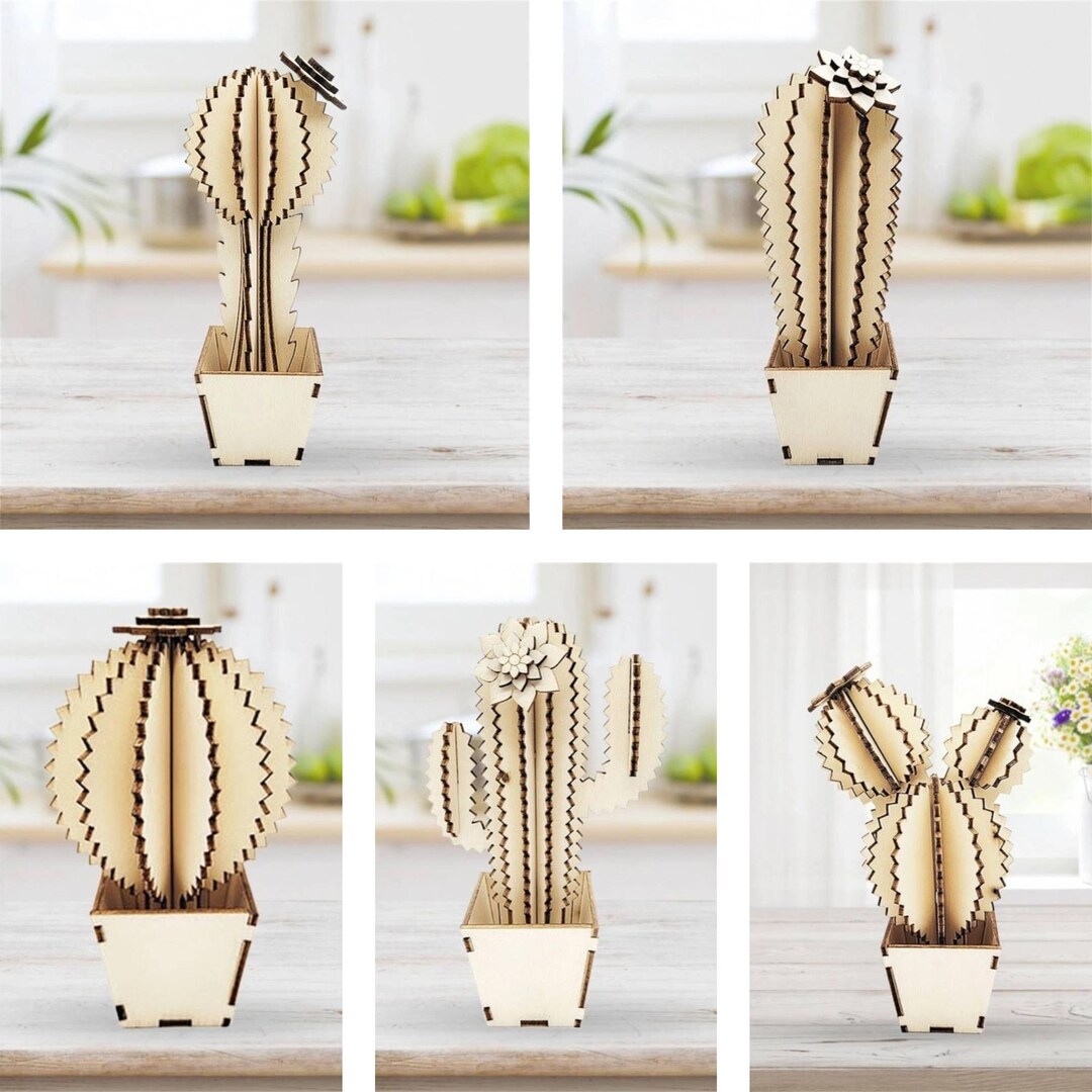 Laser Cut Cactus Succulent Templates - Set of 5 Unique Design DXF - Etsy