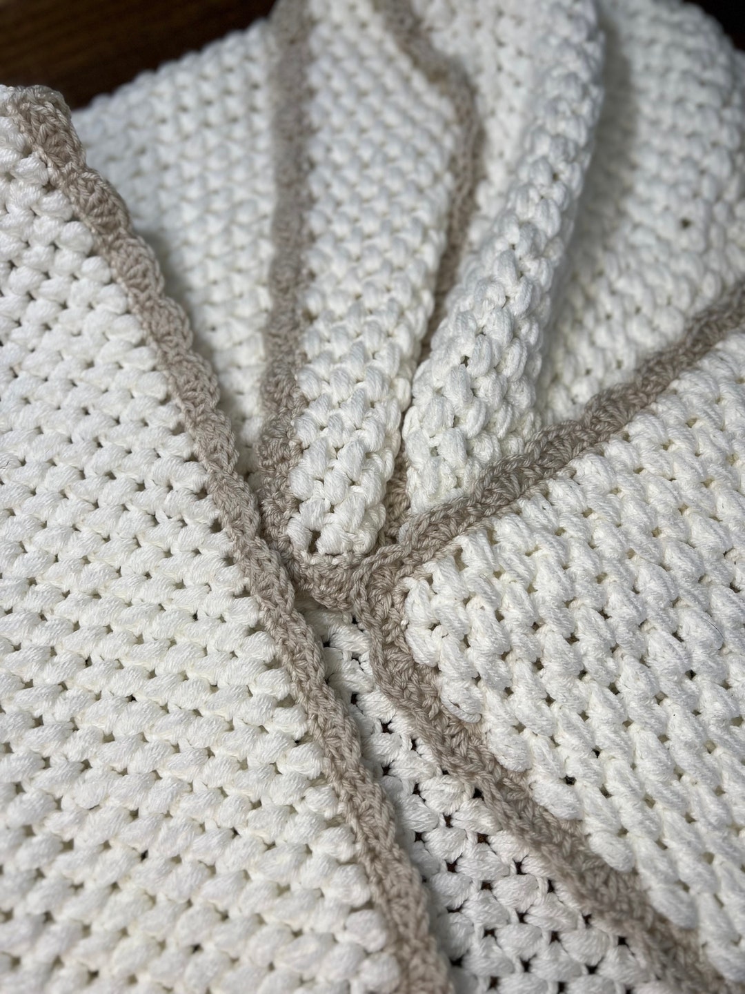 Neutral Crocheted Baby Blanket White and Tan Blanket Book - Etsy