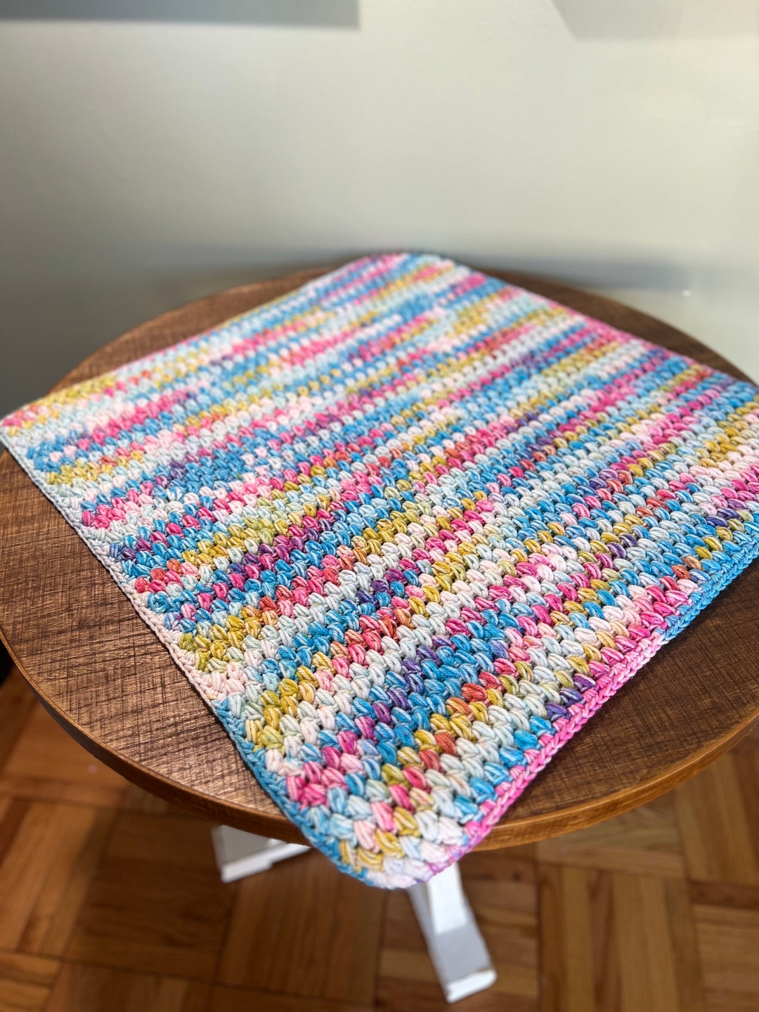 Multicolor Crocheted Baby Blanket, Book Gift, Handmade Crocheted Baby ...