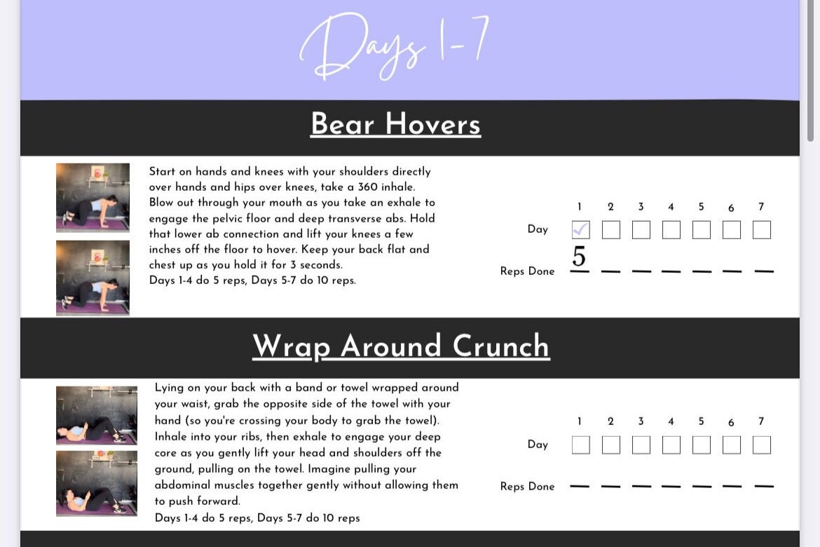 Diastasis Recti 21 Day Challenge - Etsy