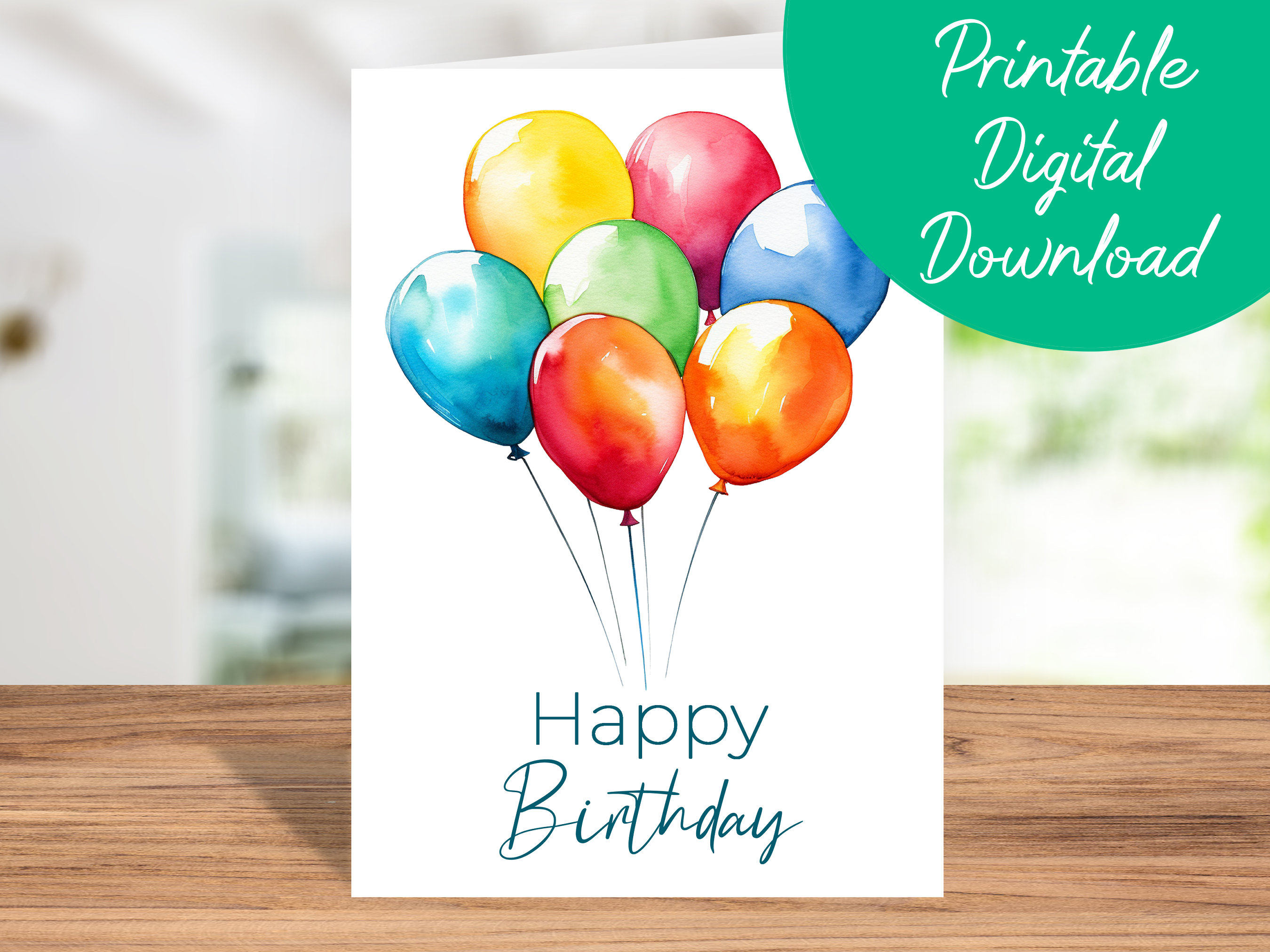 Birthday Card With Balloons - Printable Instant Download | Kids ...