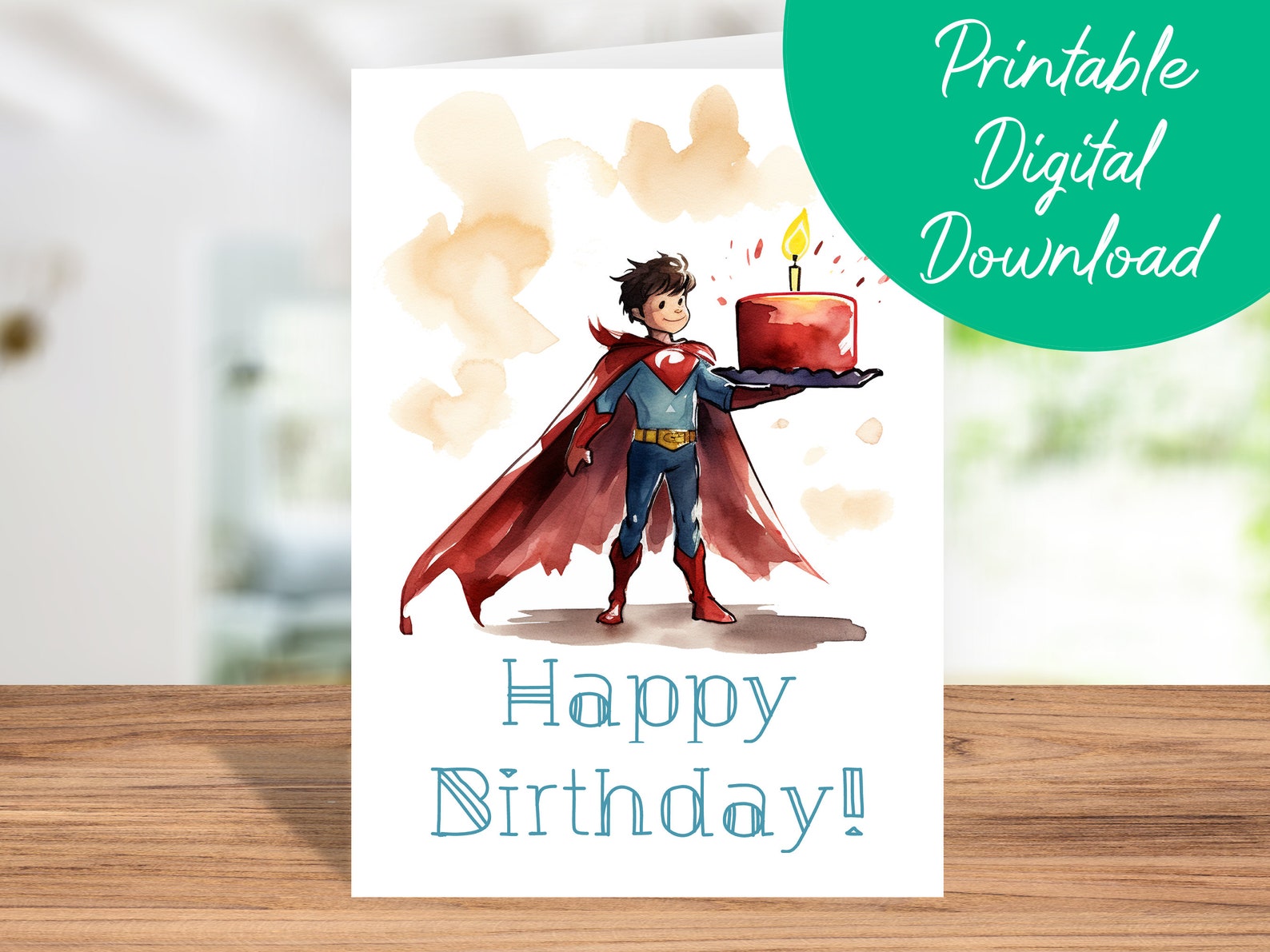 Super Hero Birthday Card | Instant Download, Kids Birthday Card ...