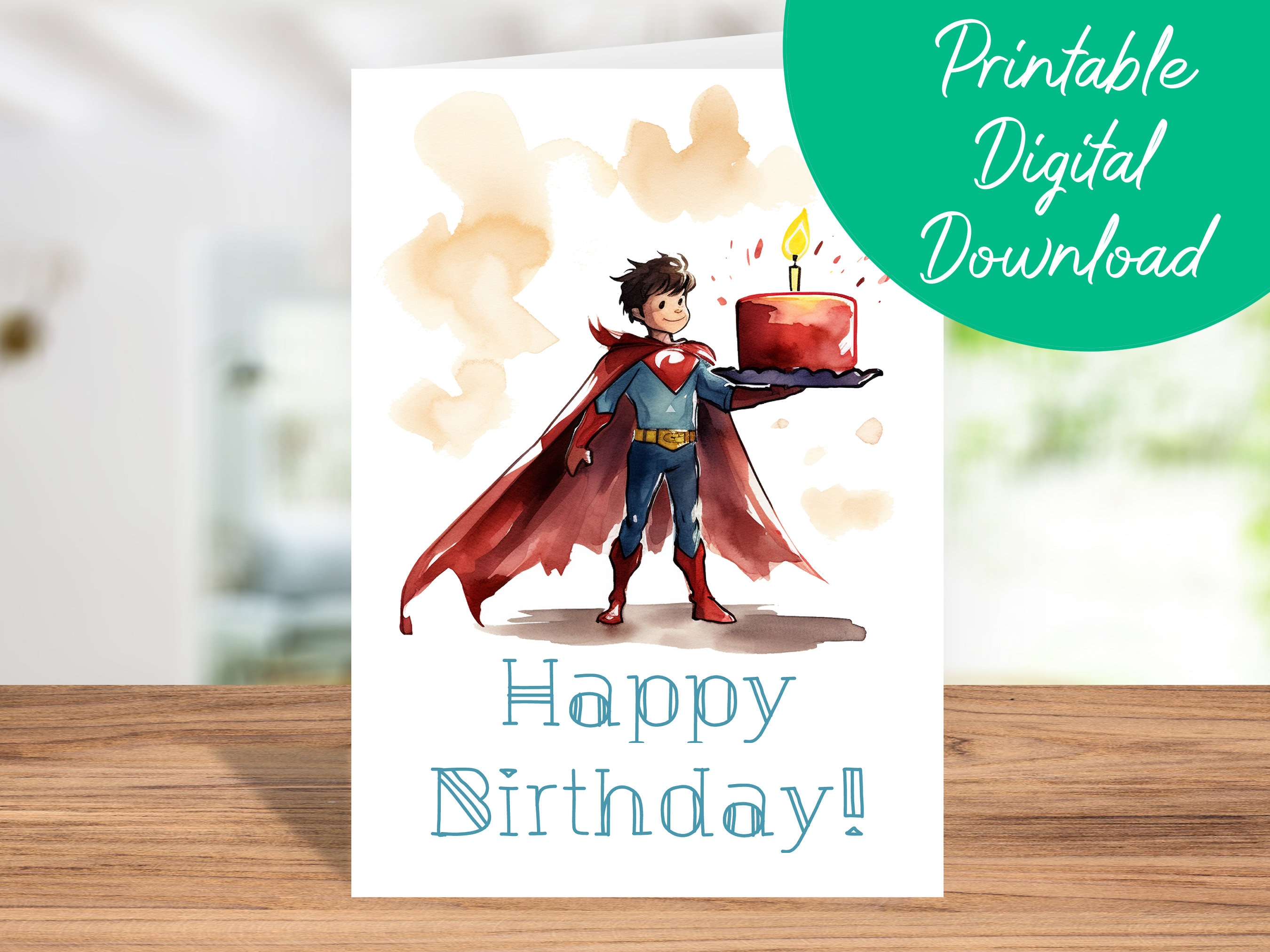 Super Hero Birthday Card | Instant Download, Kids Birthday Card ...