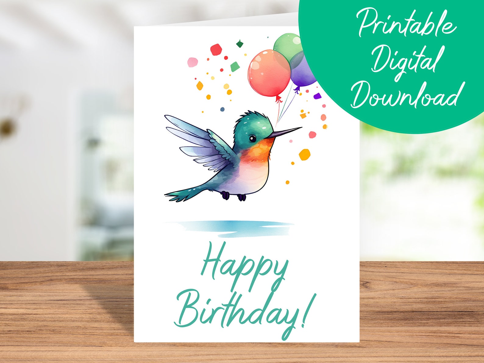 Hummingbird Birthday Card Instant Download | Kids Birthday, Printable ...