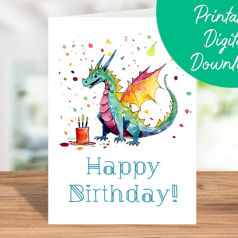 Dragon Birthday Card - Etsy UK