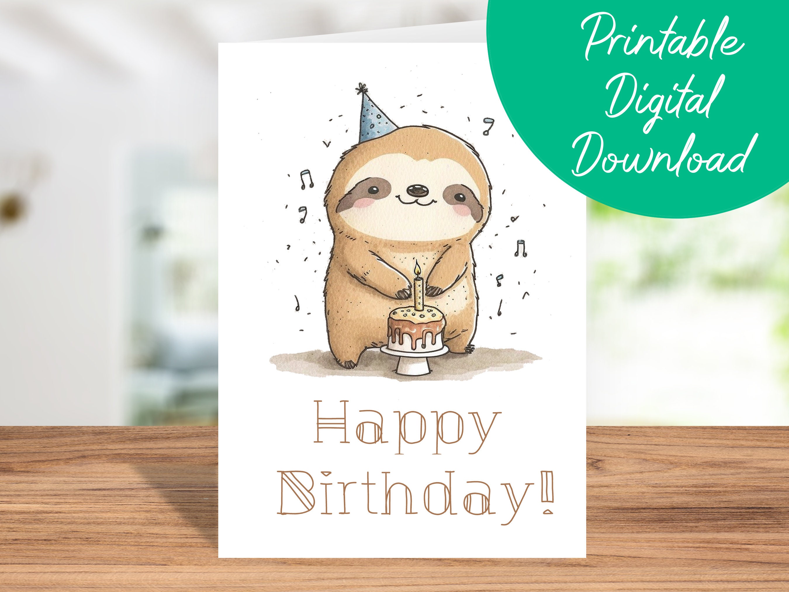 Sloth Birthday Card | Instant Download, Printable Kid's Birthday Card ...
