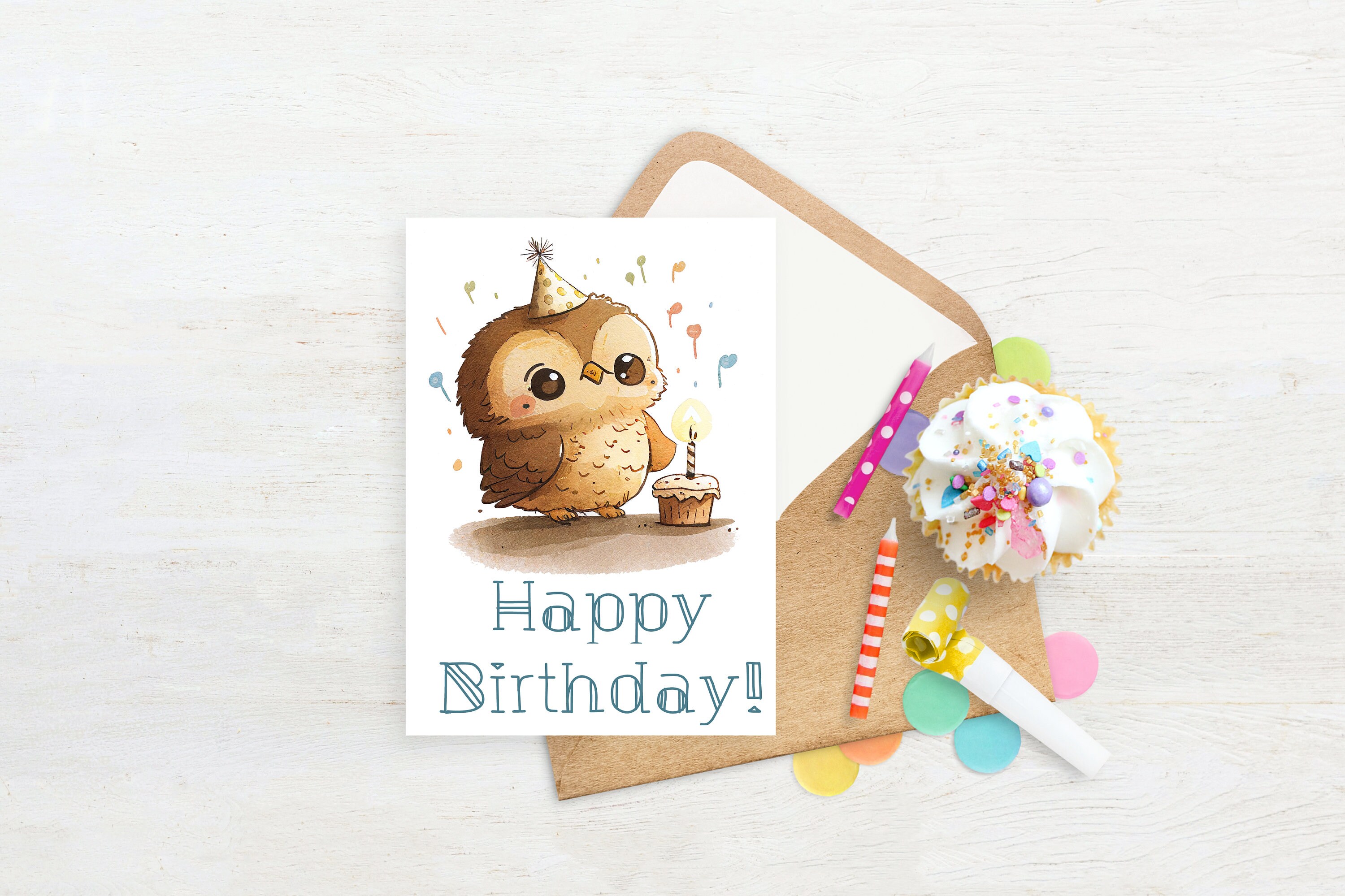 Owl Birthday Card | Instant Download, Kids Birthday Card, Owl Printable ...