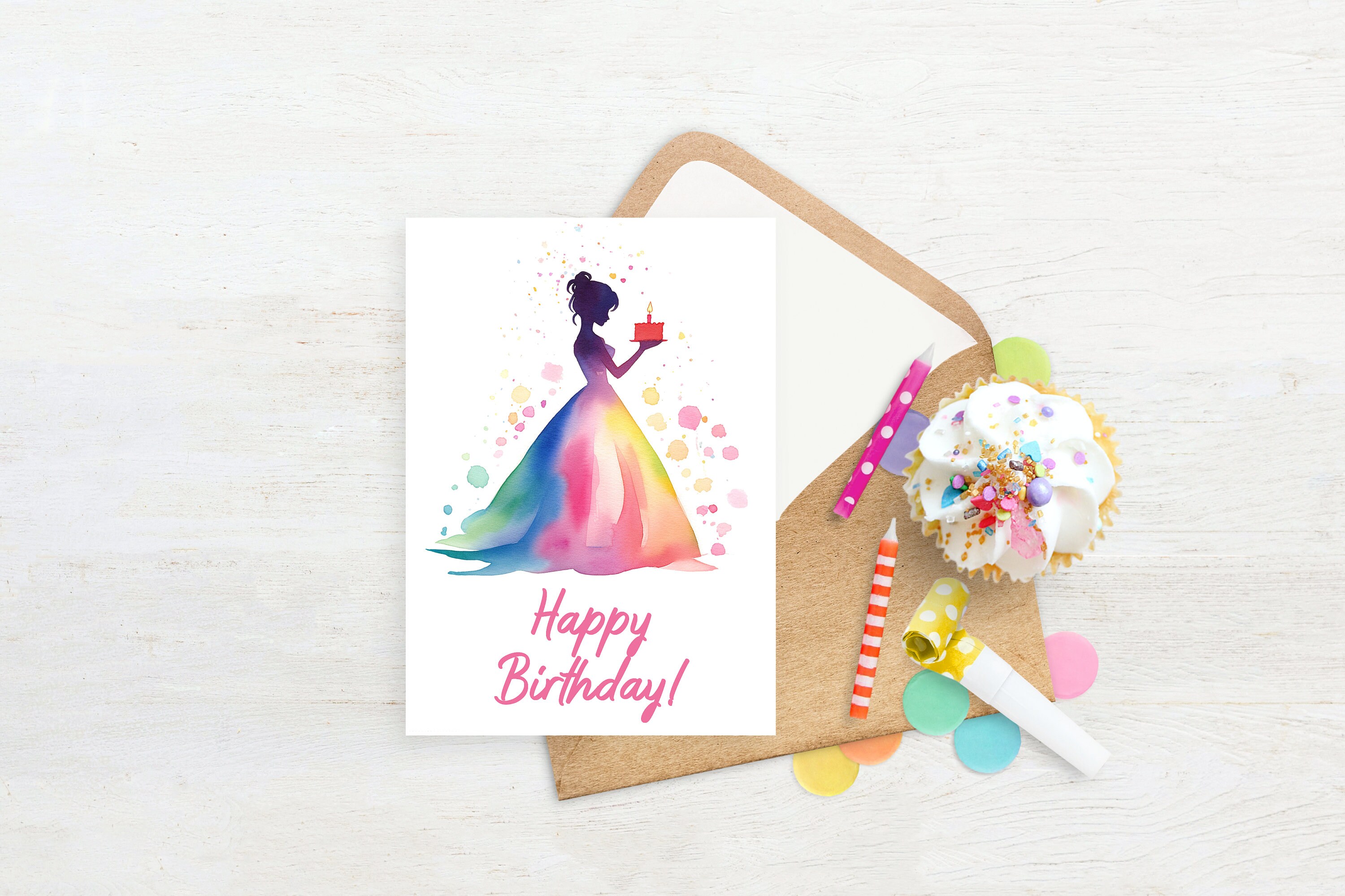 Princess Birthday Card Instant Download, Kids Birthday Card, Printable ...