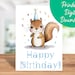 Squirrel Birthday Card | Instant Download, Kids Birthday Card, Squirrel ...