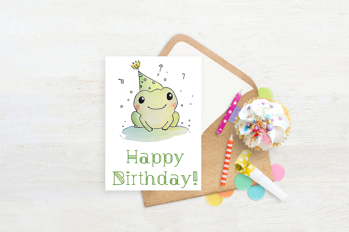 Frog Birthday Card | Instant Download, Kids Birthday Card, Frog ...