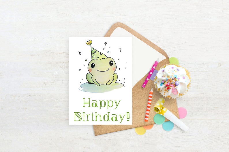 Frog Birthday Card | Instant Download, Kids Birthday Card, Frog ...